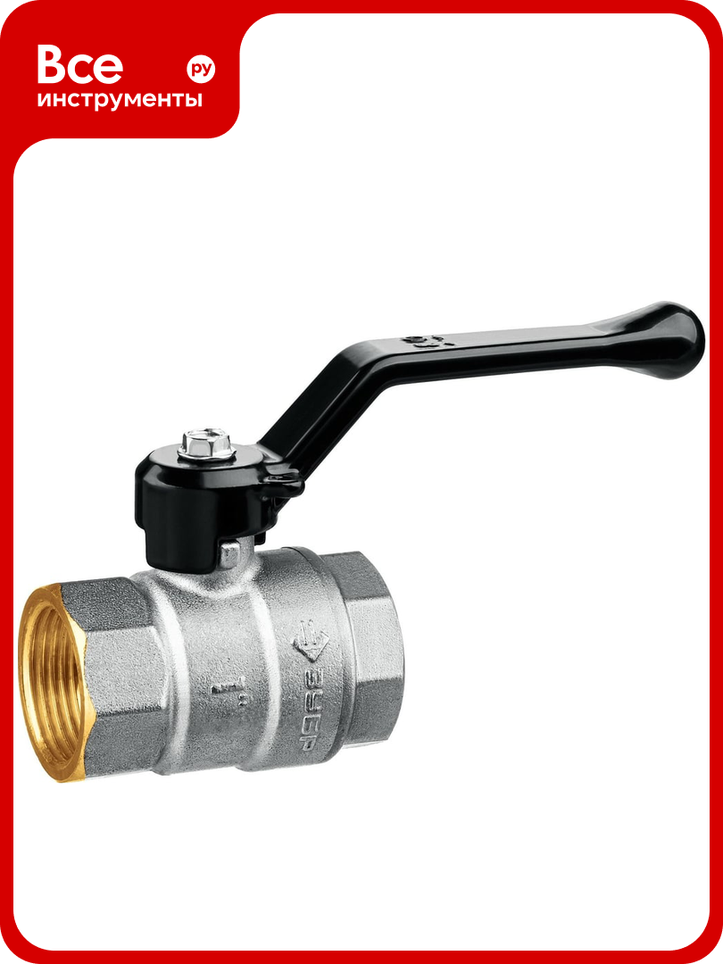 Шаровый кран ЗУБР полнопроходной мама‑мама 1 51322‑1, никелированная латунь, резьбовое соединение, прямой корпус