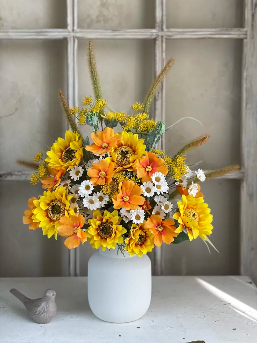 Букет для интерьера искусственные цветы Подсолнухи Ромашки