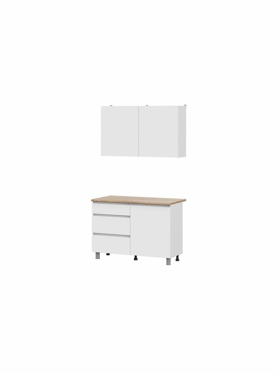 Кухонный гарнитур 1,2м ЛДСП Денвер белый/дуб сонома со столешницей