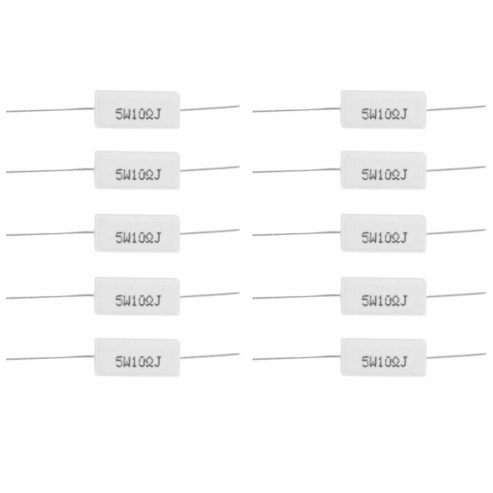 10 шт. цементных резисторов, силовые резисторы, 5%-ное сопротивление, изолированные электронные компоненты, 5 Вт (10 Ом)