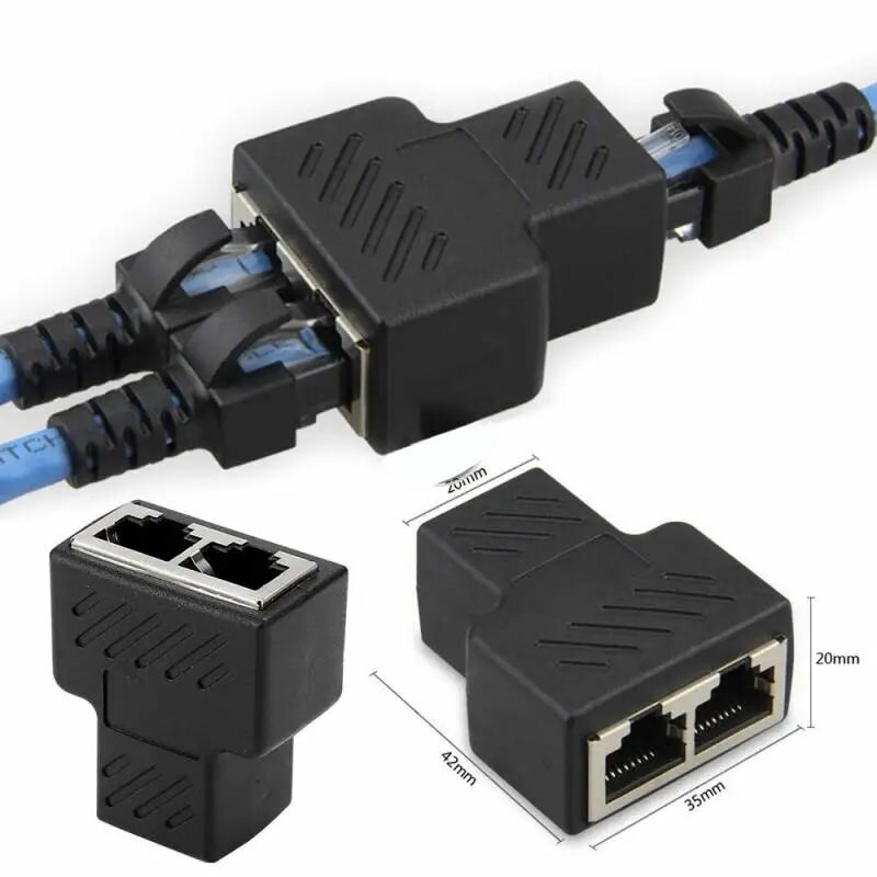 Кабель-адаптер с двумя разъемами RJ45 Female Splitter LAN Ethernet для док-станций ноутбуков