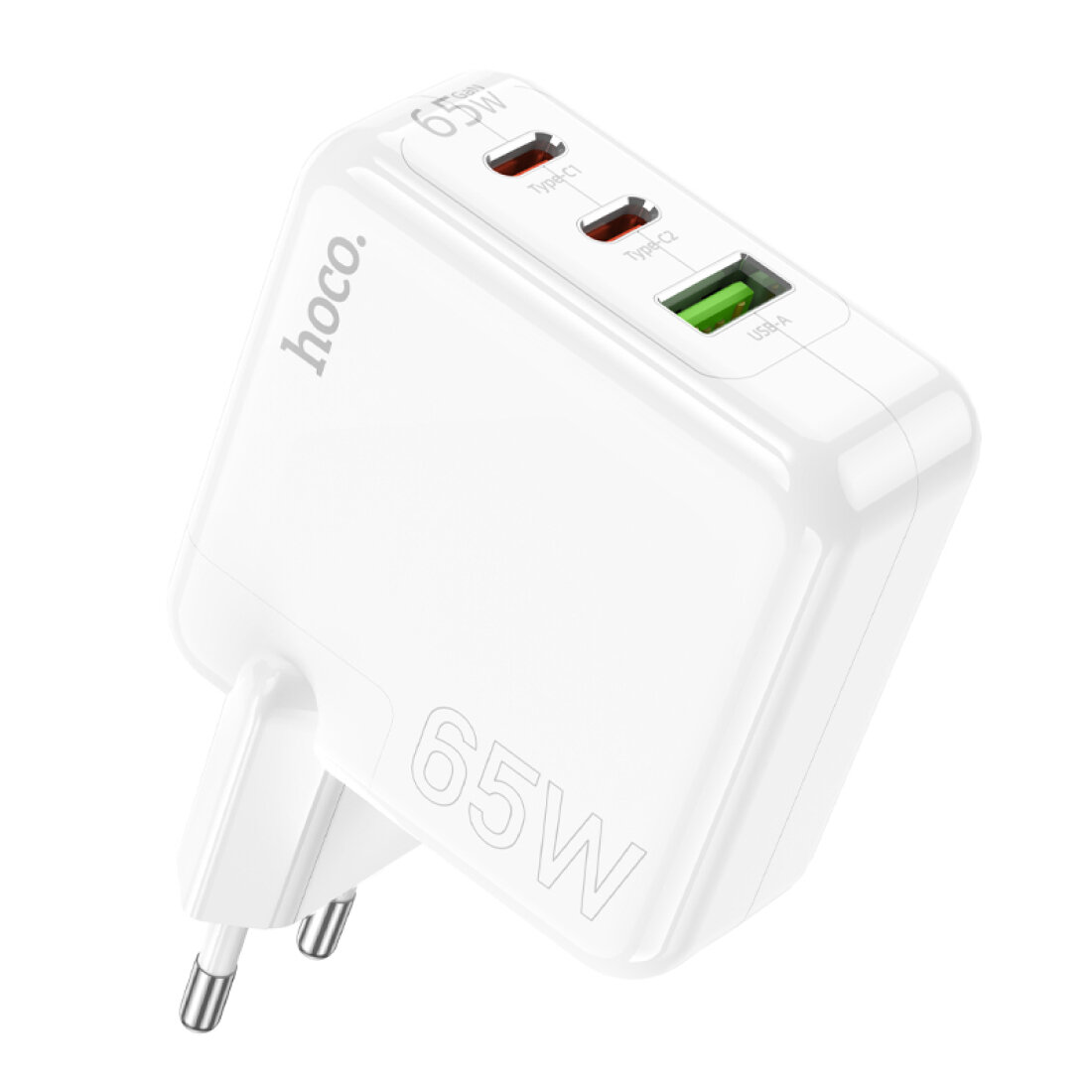 Сетевое зарядное устройство, 2 PD 65W + 1 USB 18W (C115A), HOCO, белый