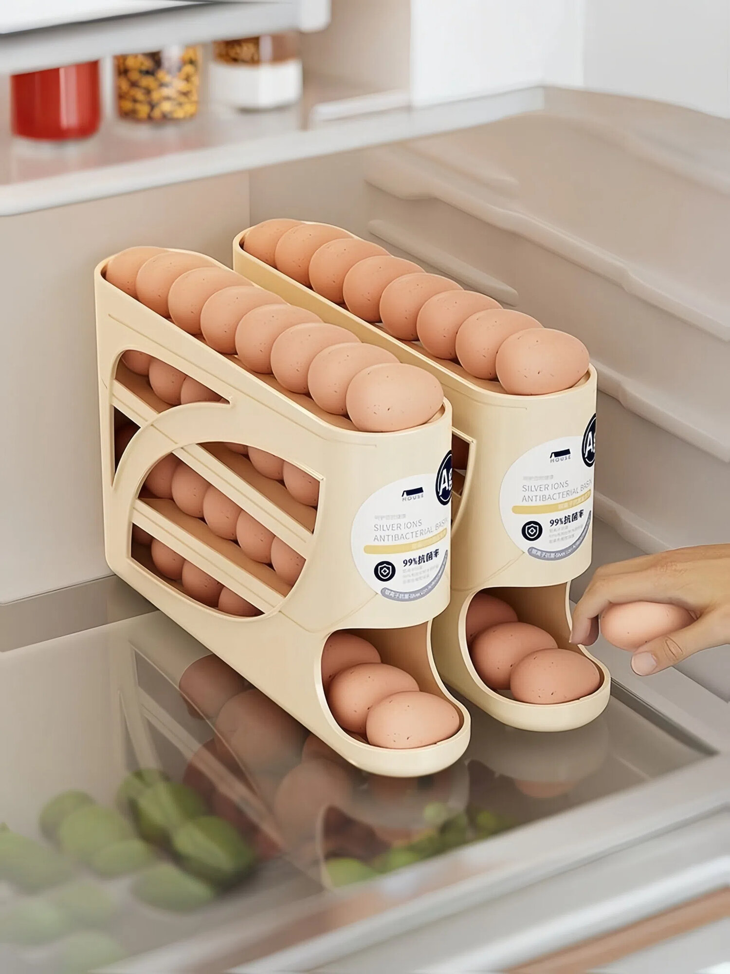 Подставка для яиц металлическая, вращающаяся на 360°, хромированная (1 шт) - для холодильника