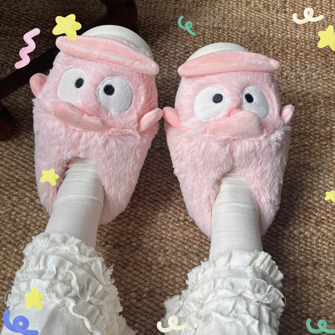 MOOCIE Женские тапочки из хлопка с рыбой-клоуном, зимние хлопковые тапочки для пар, зимние меховые тапочки для мужчин, обувь для дома и дома, осенние и зимние бахилы