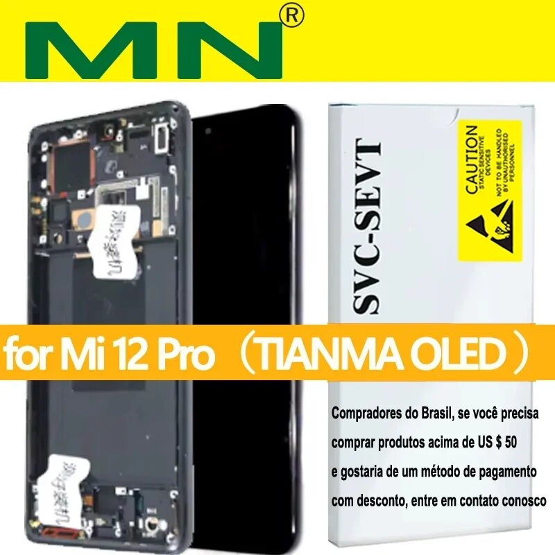 6,73 "TIANMA OLED для Xiaomi Mi 12 Pro, ЖК-дисплей, дигитайзер сенсорного экрана в сборе, замена для Mi12 pro Display