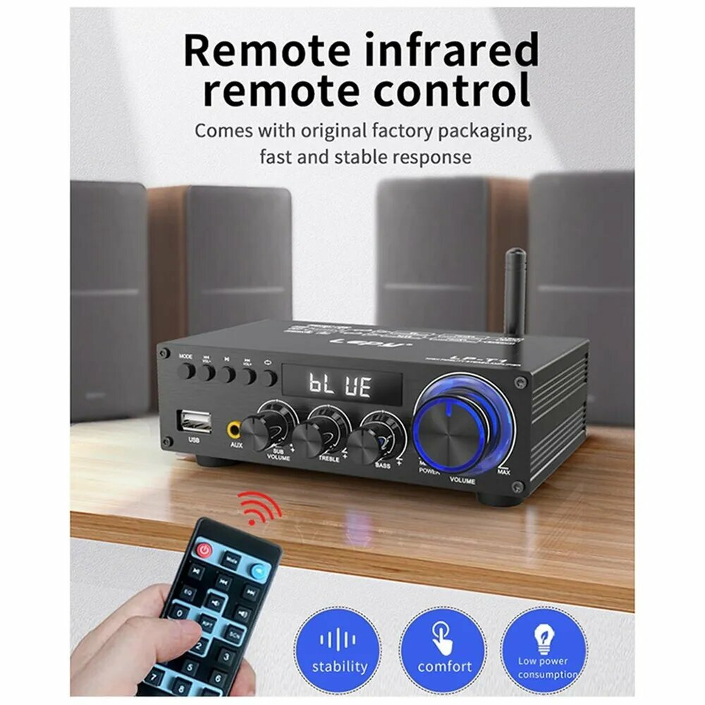 LP-T1 Цифровой HiFi Bluetooth-усилитель коаксиальный USB-диск Lossless Playback Mini 30Wx2+60W EU-PLUG