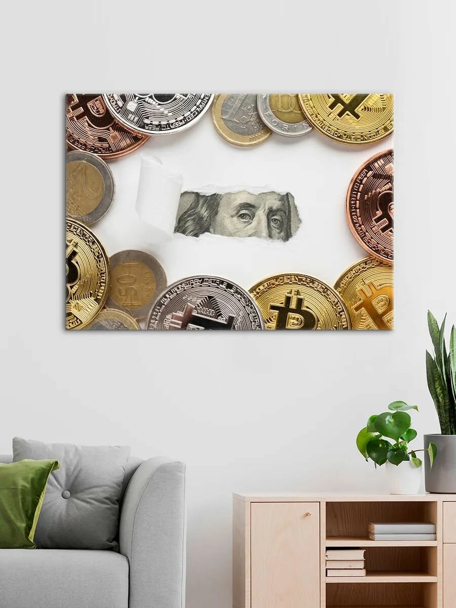 Картина на стену "Биткойн BTC", 40х30 см