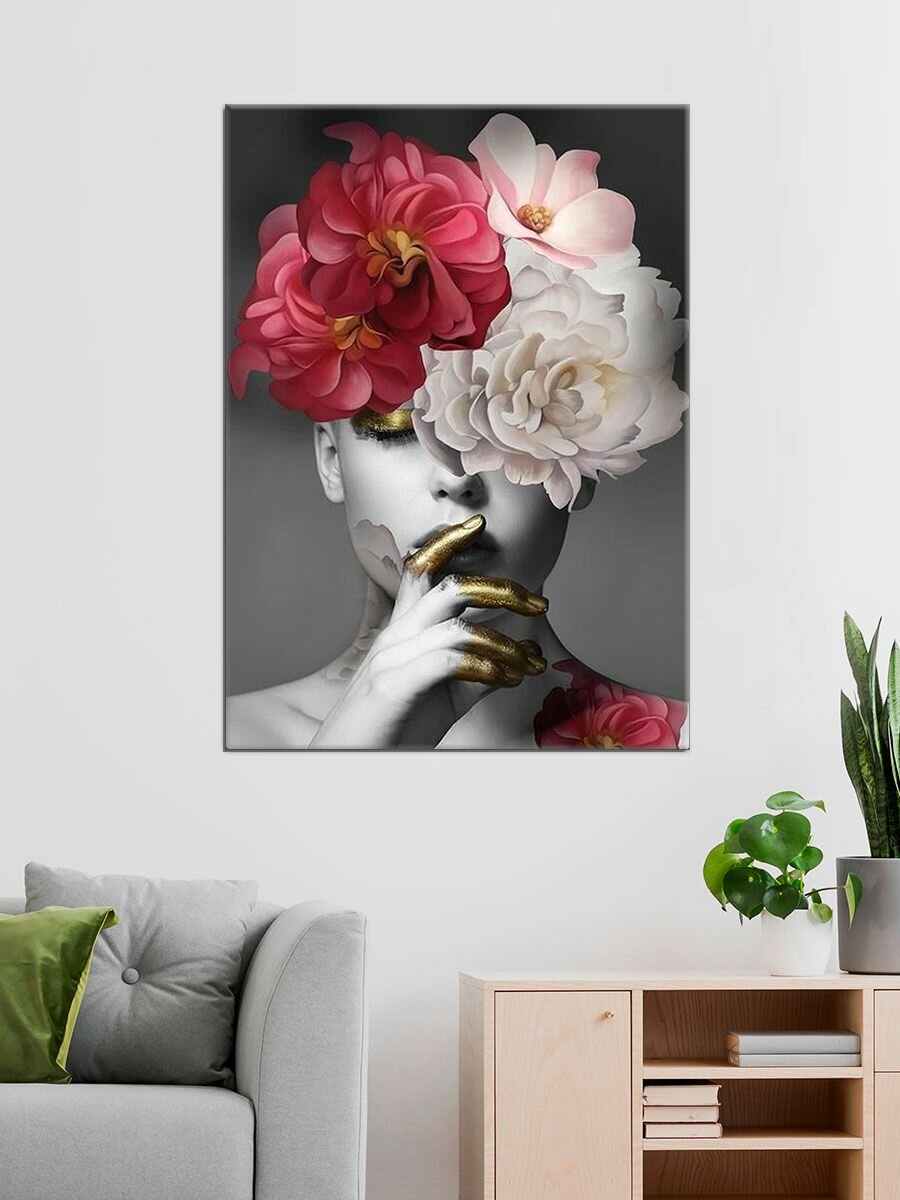 Картина на стену "Девушка в пионах", 50х70 см
