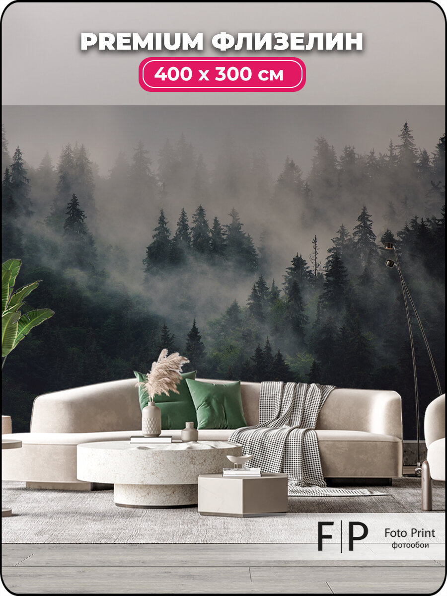 Фотообои на стену Foto Print "Лес в Тумане" 400x300 см (ШxВ)