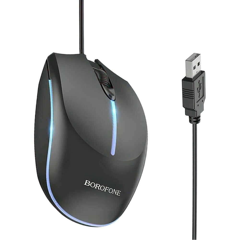 Borofone Мышь проводная Borofone BG10 Soaring game luminous черная