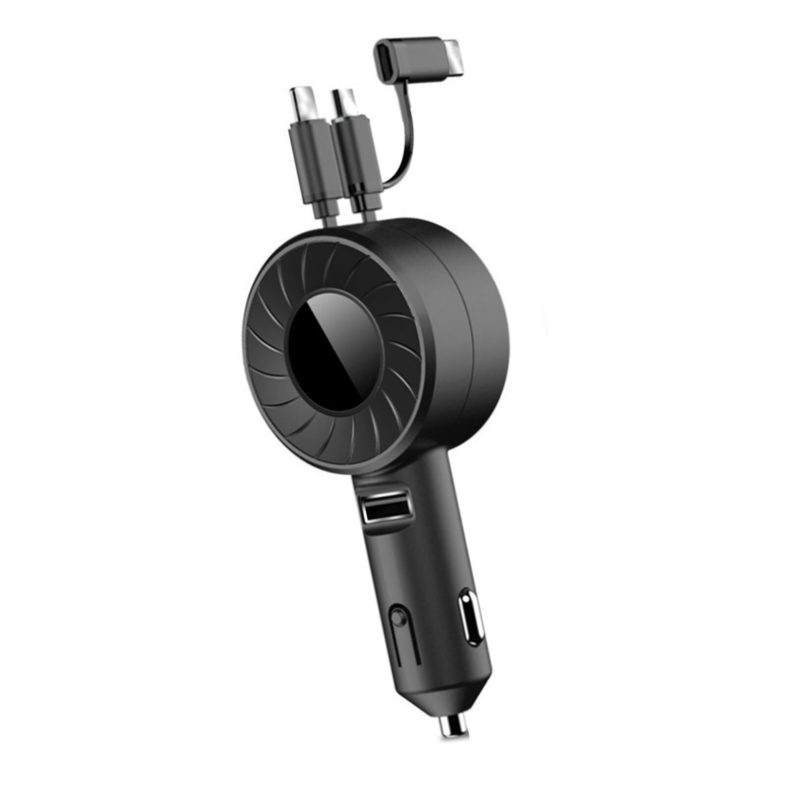 Автомобильное зарядное устройство USB 3 в 1 с выдвижным кабелем 150 см, компактный адаптер в прикуриватель, универсальное решение для смартфонов и гаджетов