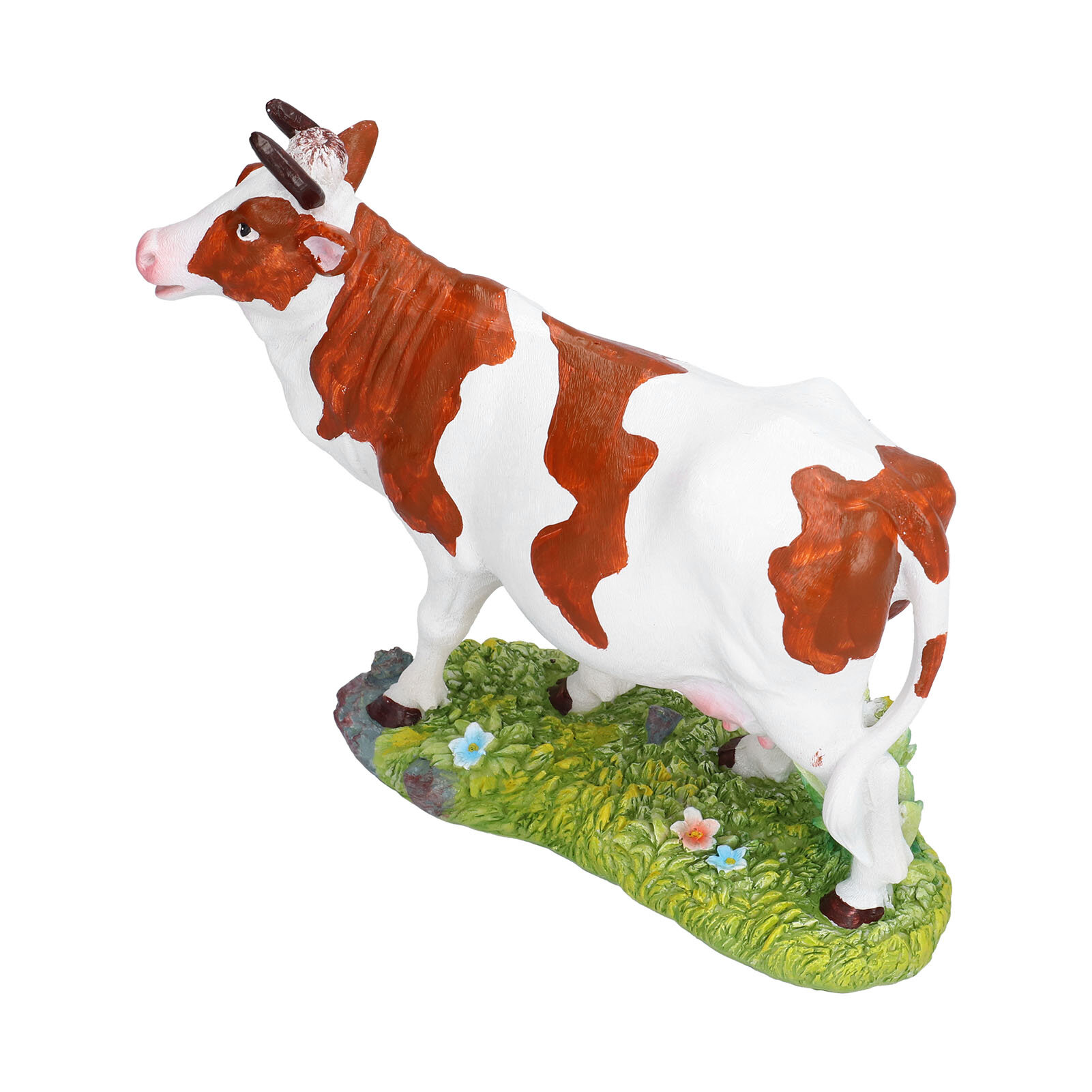 Фигурки коров, коричневая и белая модель коровы, орнамент, скульптура животного, поделки из смолы для дома, поднятие головы коровы