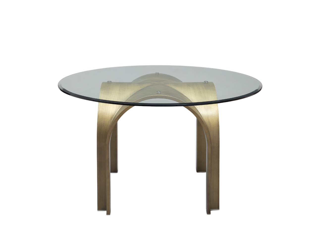 Обеденный стол Clovis, Столешница - прозрачное стекло, Основание - металл с гальваническим покрытием,