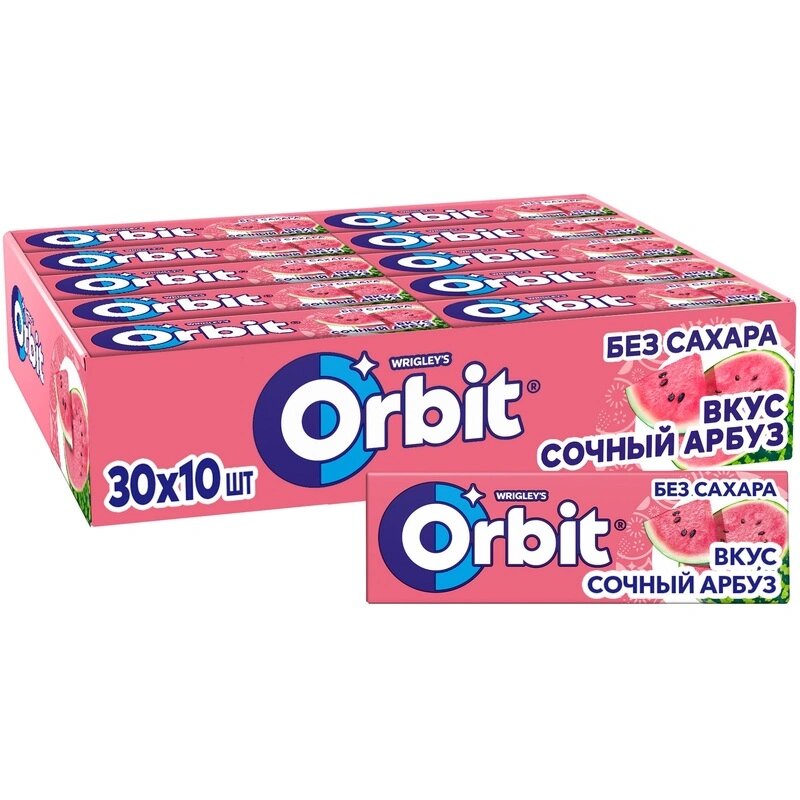 Жевательная резинка Orbit Сочный арбуз без сахара, 13,6гх30шт/уп