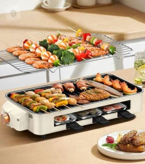 Электрошашлычница с антипригарным покрытием и автоматической регулировкой температуры для идеального шашлыка дома