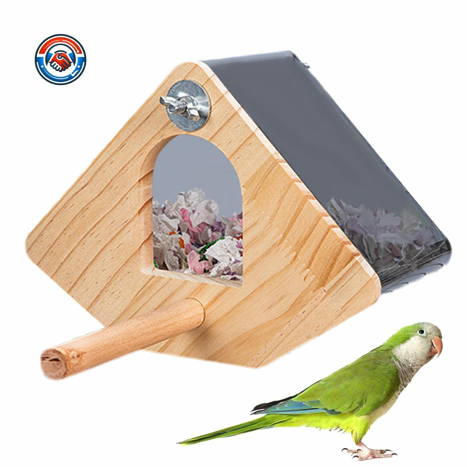 Прозрачный скворечник для попугаев из акрила и дерева, универсальный гнездовой домик для разведения и отдыха пернатых питомцев в клетке или вольере