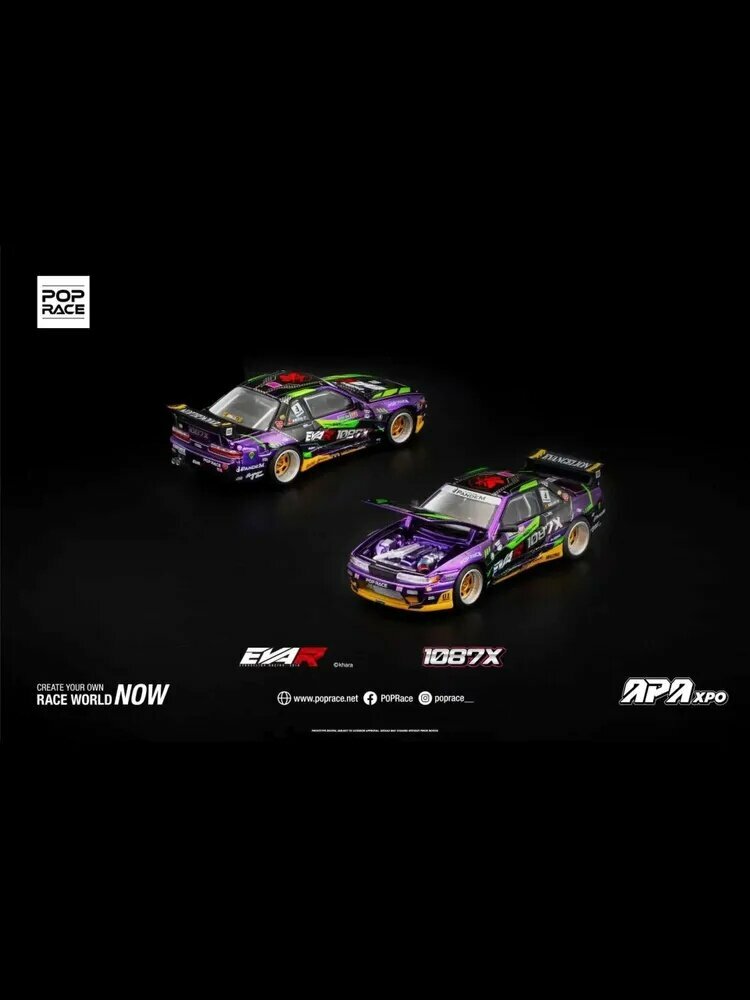 Машинка POP Race 1/64 EVA RT TEST TYPE-01 1087X PANDEM S13 Special Events 2025 Die-cast Alloy Car Model Toy Gift