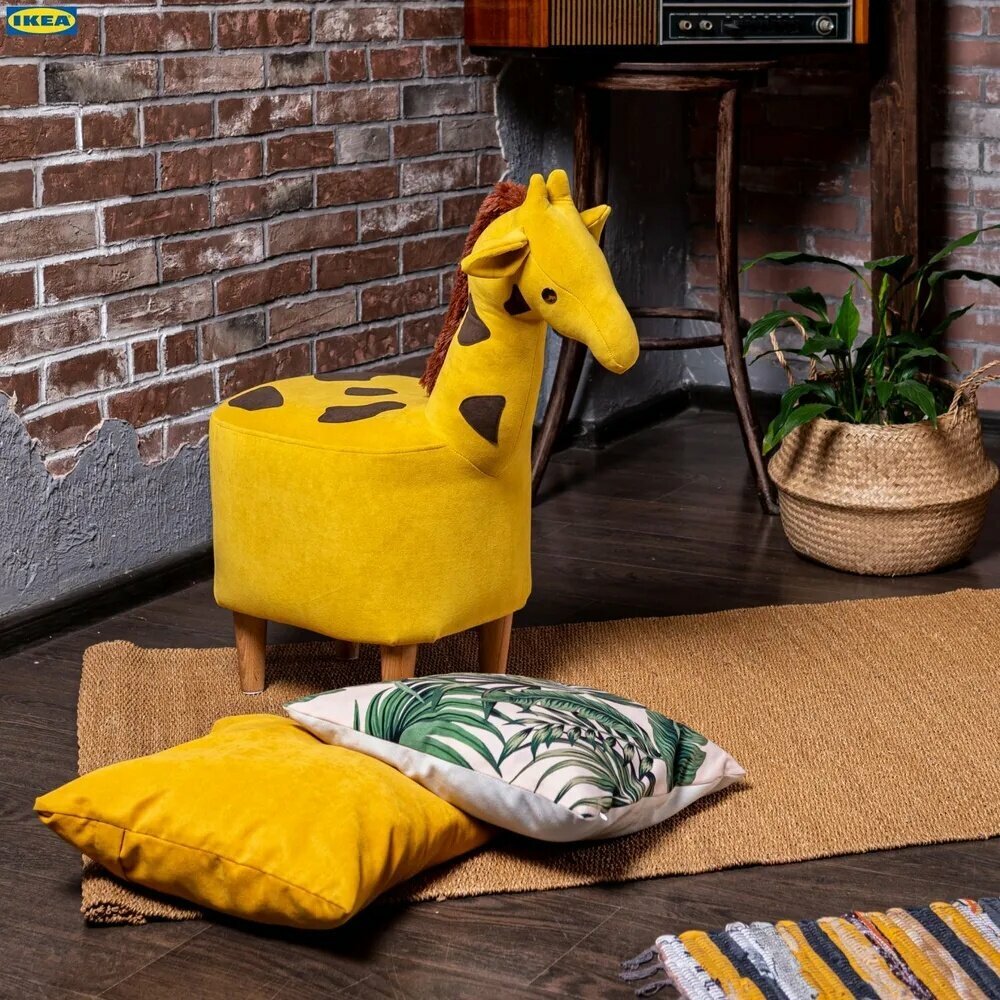 IKEA Пуф, Велюр искусственный, 33х64х70 см