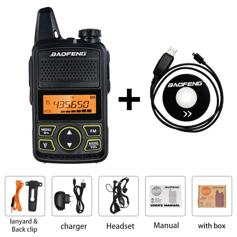 Детская портативная рация Baofeng BF-T1, 1PC Add Cable, EURO