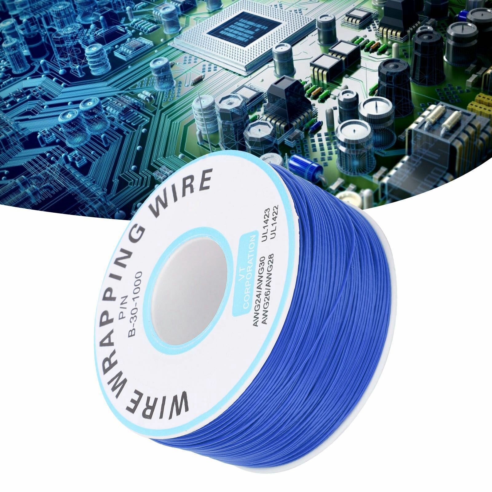 Монтажная плата с обмоткой провода, медный одножильный провод, электронный соединительный кабель, синий