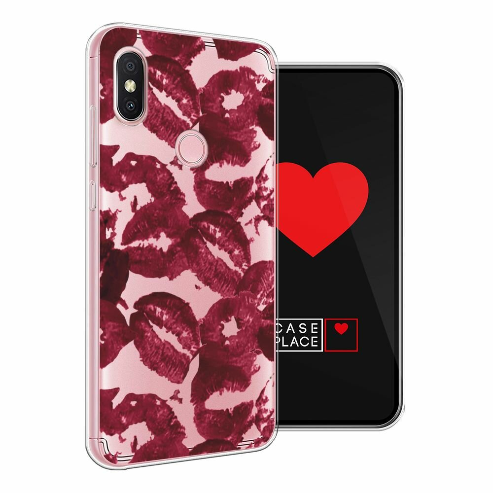 Чехол на Xiaomi Redmi S2 (Redmi Y2) / Сяоми Редми С2 (Редми Y2) с принтом "Помада паттерн 2", прозрачный — фото 1