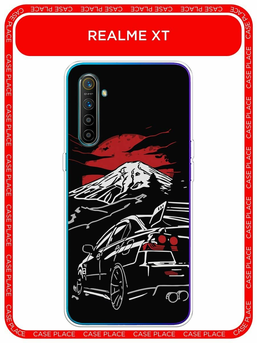 Чехол на Realme XT / Реалми XT с принтом "Машина в горах JDM"