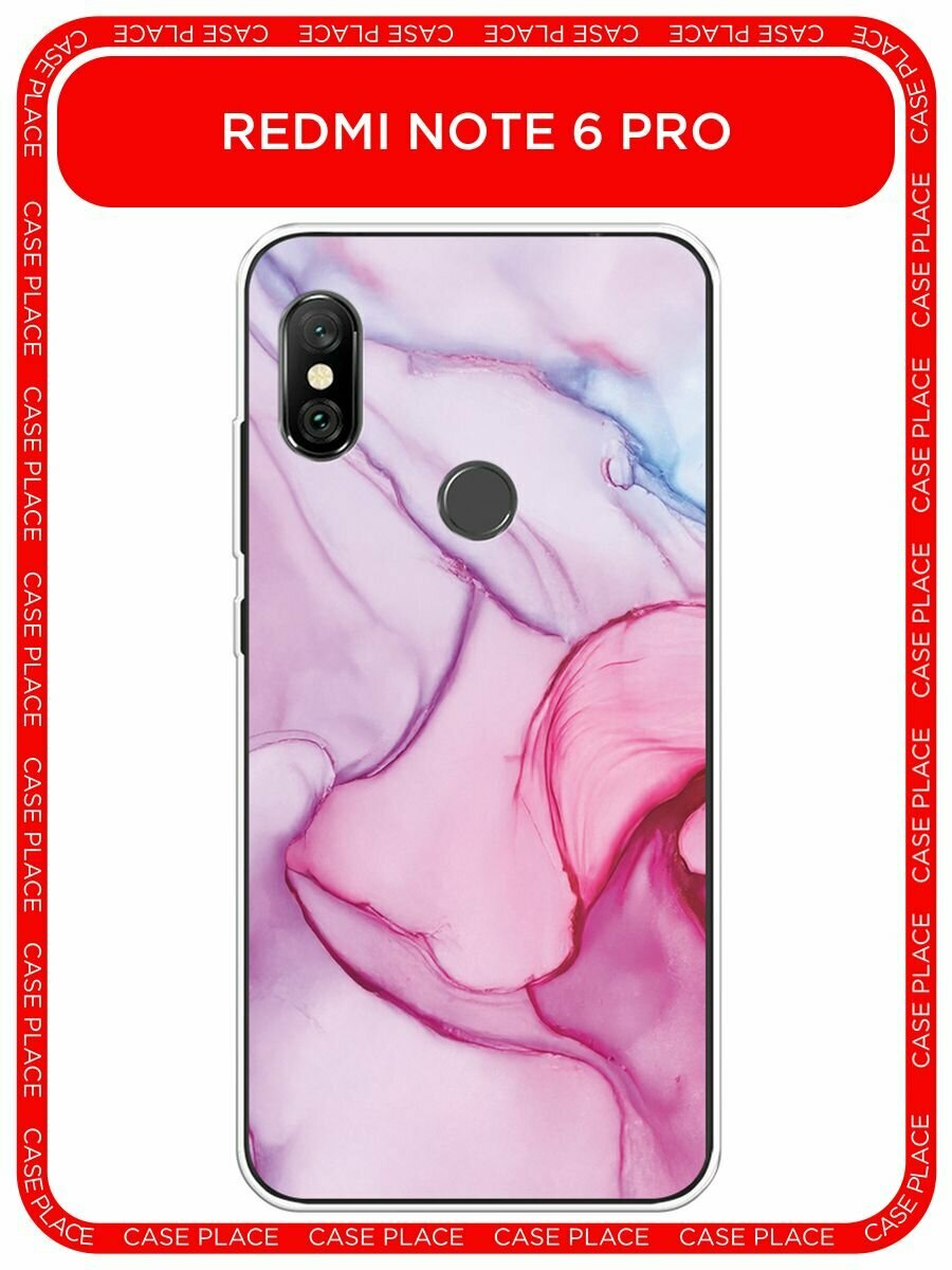 Чехол на Xiaomi Redmi Note 6 Pro / Сяоми Редми Нот 6 Про с принтом "Розовые мраморные разводы"