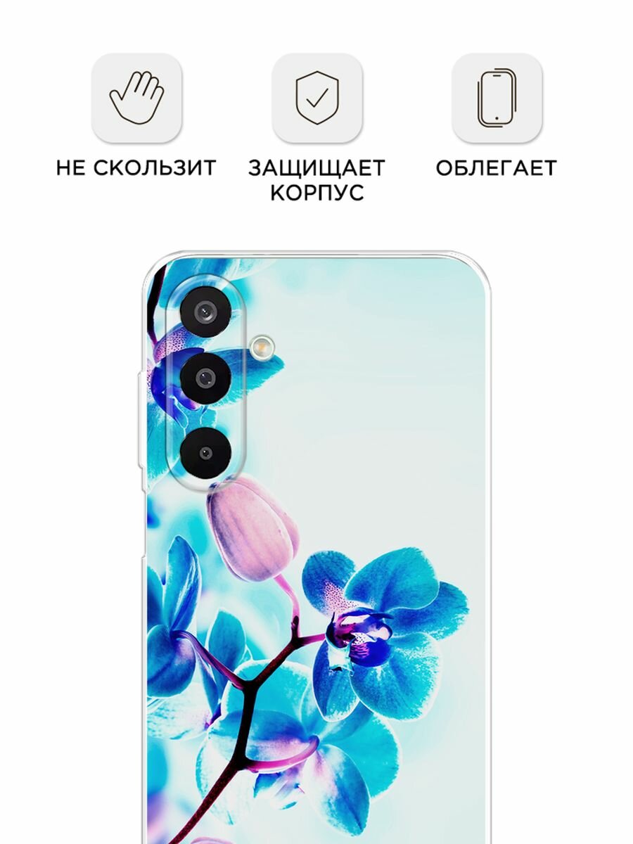 Чехол на Samsung Galaxy M16 / Самсунг Галакси М16 с принтом "Голубая орхидея" — фото 1