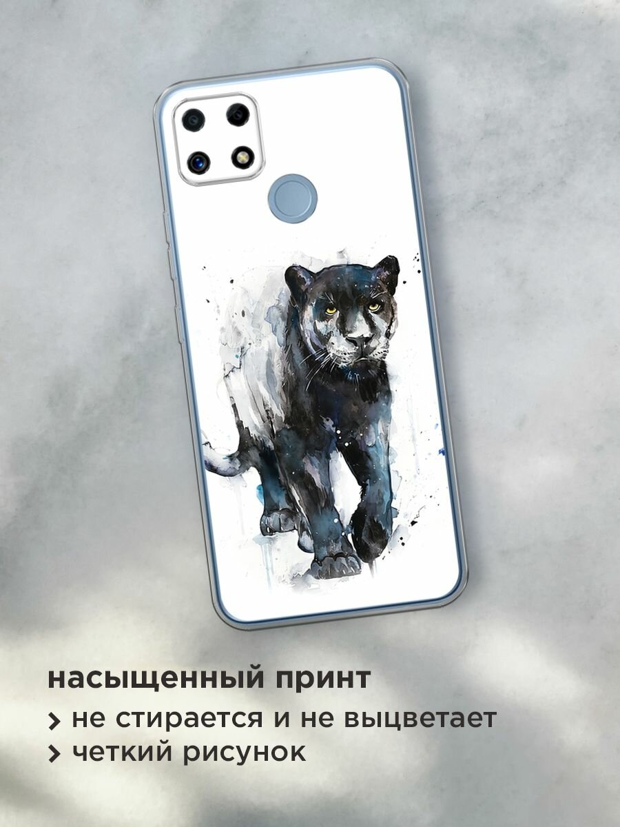 Чехол на Realme C25/C25s / Реалми С25/C25s с принтом "Пантера арт 3" — фото 1