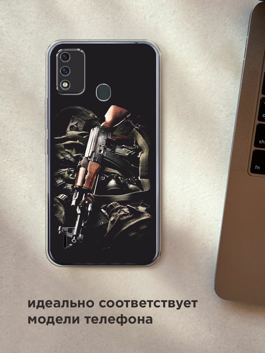 Силиконовый чехол на Itel A48 / Ител А48 с принтом "Автомат" — фото 1