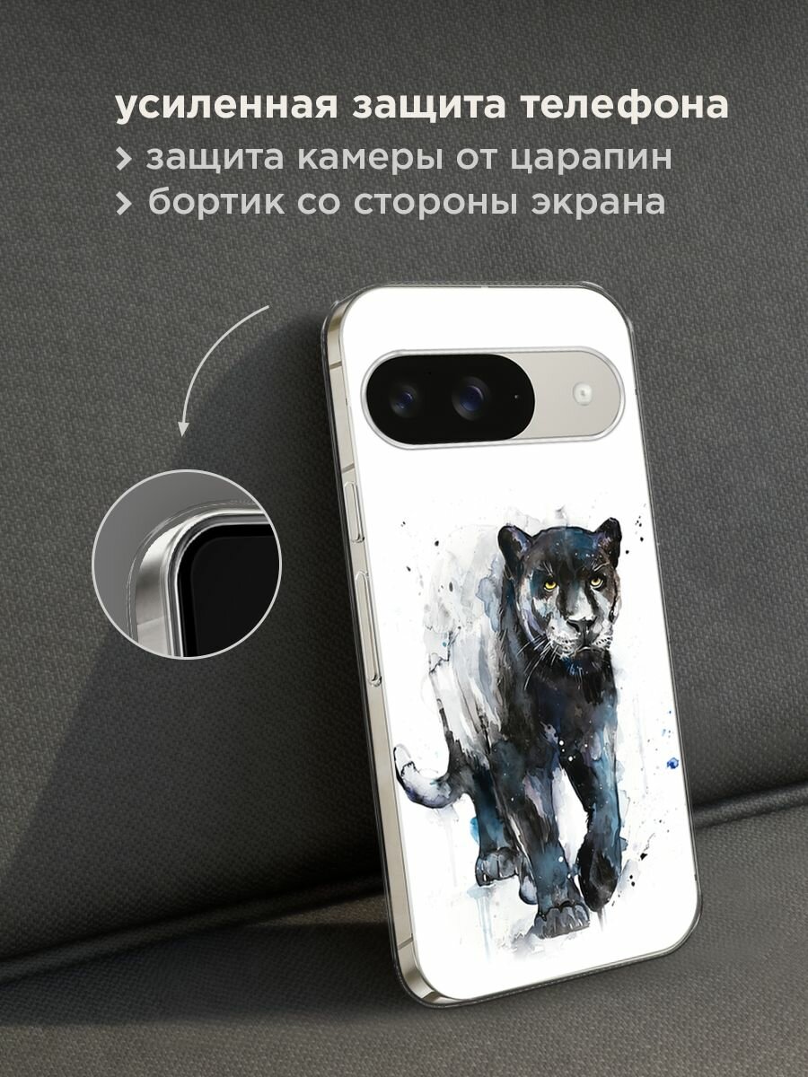 Чехол на Google Pixel 9 / Гугл Пиксель 9 с принтом "Пантера арт 3" — фото 1