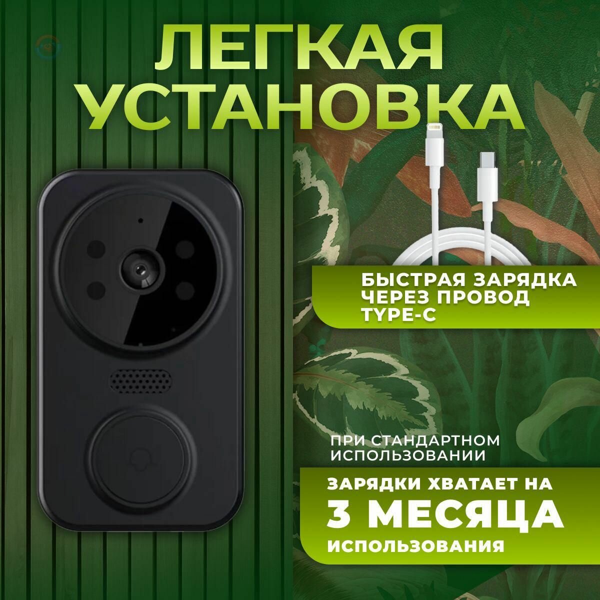 Беспроводной дверной звонок с камерой, умный видеодомофон для квартиры и дачи, контроль входа через смартфон, безопасность ребенка и дома