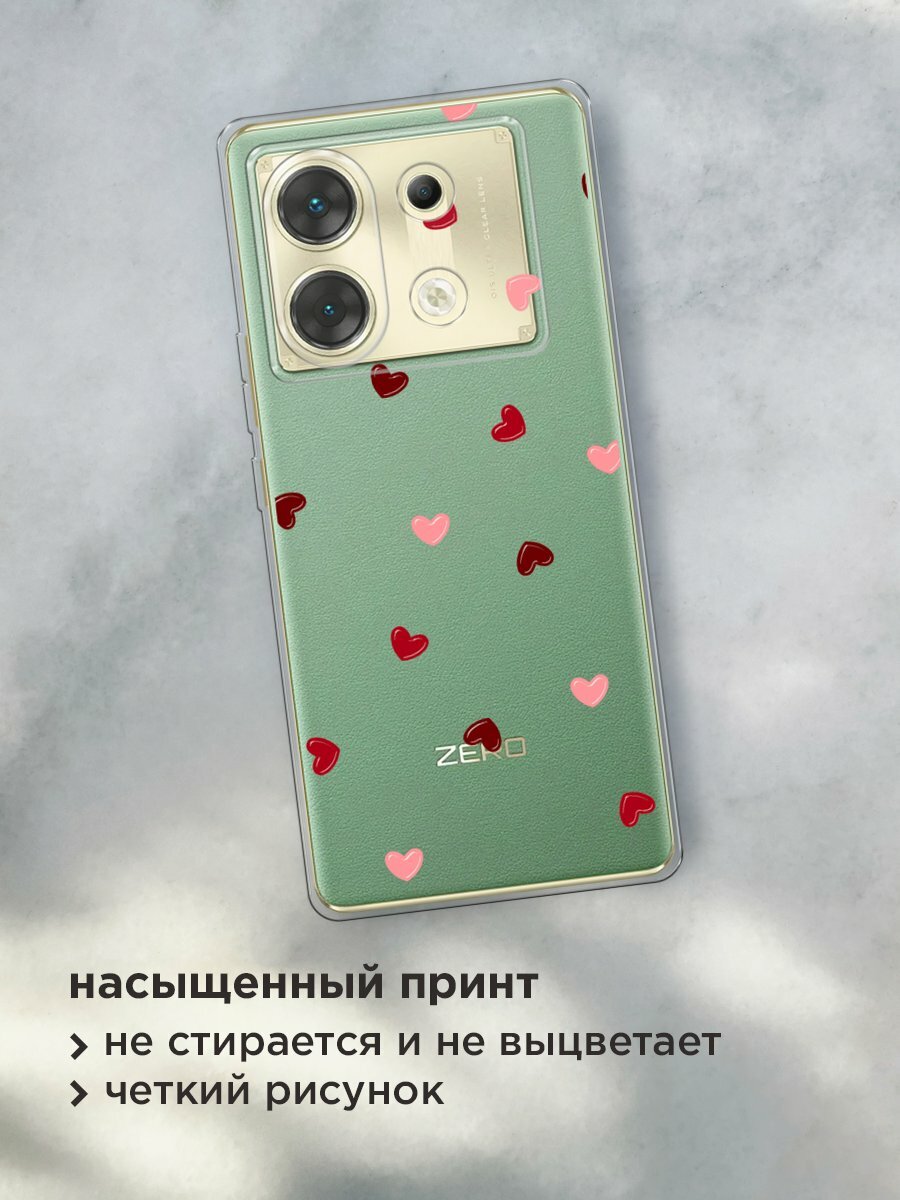 Чехол на Infinix Zero 30 5G / Инфиникс Зеро 30 5G с принтом "Бордовые сердечки 2" — фото 1