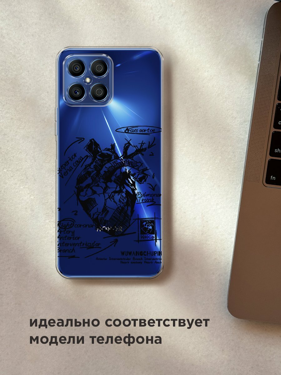 Чехол на Honor X8 / Хуавей X8 с принтом "Анатомическое сердце 2", прозрачный — фото 1