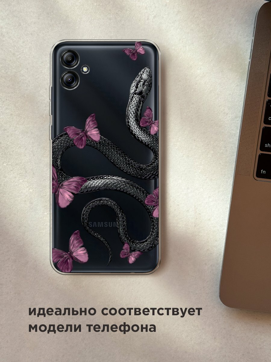Чехол на Samsung Galaxy A04e / Самсунг A04e с принтом "Snake and butterflies 2" — фото 1