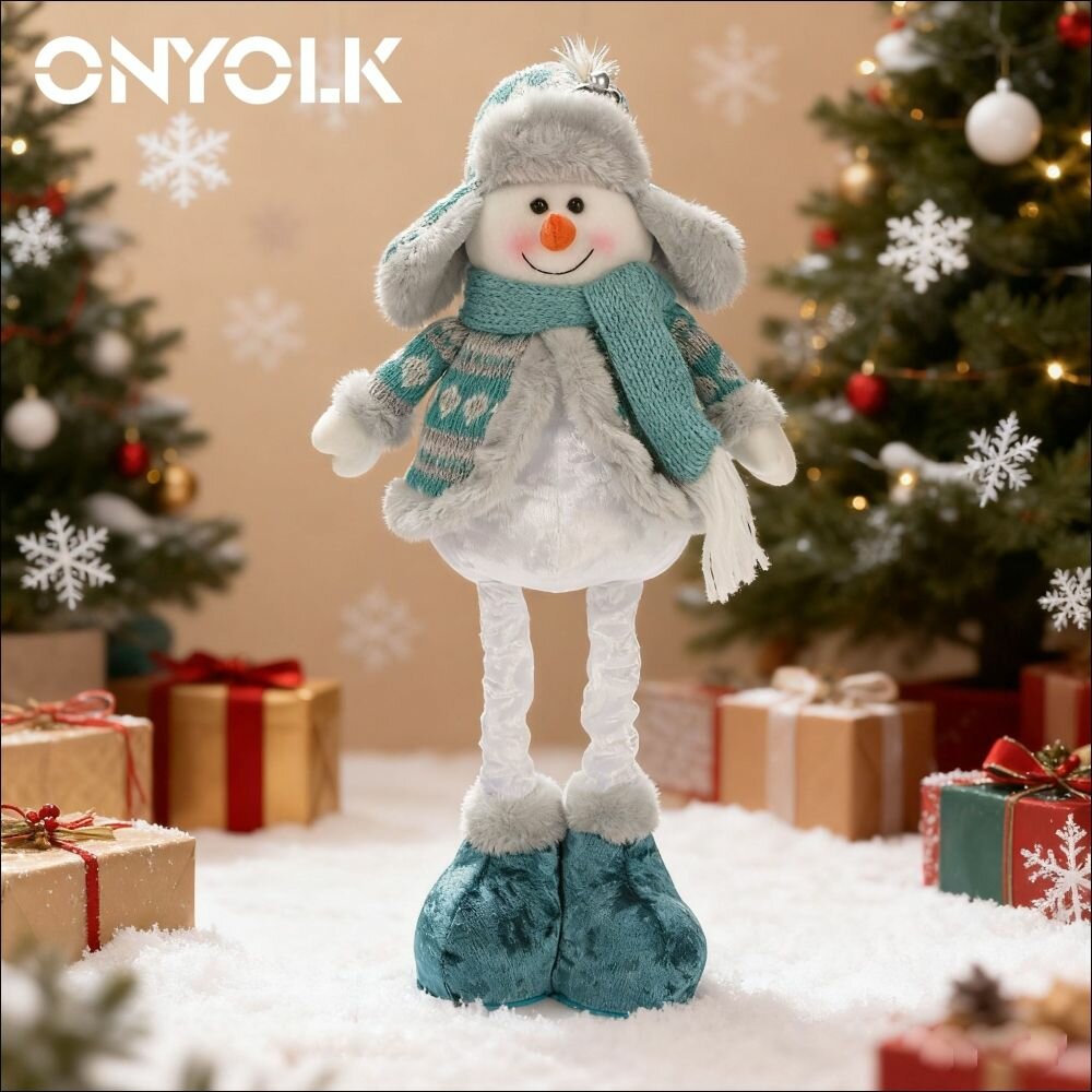 Елочные украшения ONYOLK "Снеговик", "Лось", "Санта-Клаус", полиэстер, синие, 40 см3 шт.