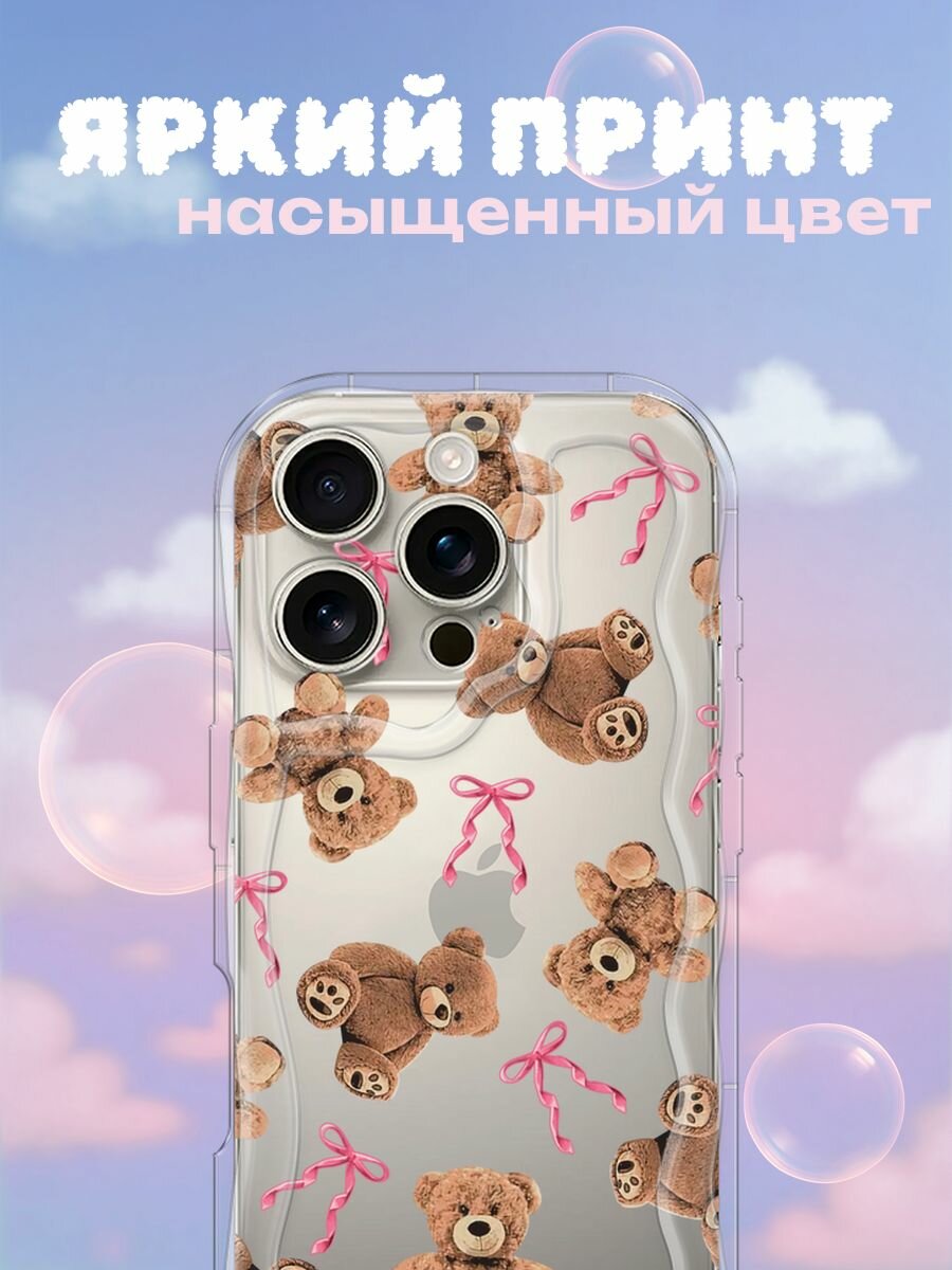Чехол на Apple iPhone 16 Pro / Айфон 16 Про с принтом "Мишки и бантики" — фото 1