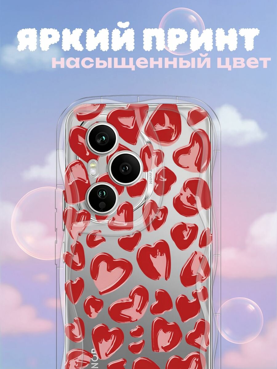 Чехол на Honor 400 Pro / Хонор 400 Pro с принтом Множество красных сердец — фото 1