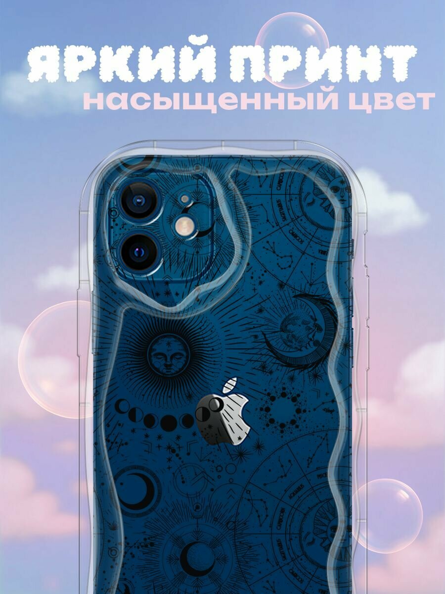 Чехол на Apple iPhone 12/12 Pro / Айфон 12 с принтом "Созвездия черные" — фото 1