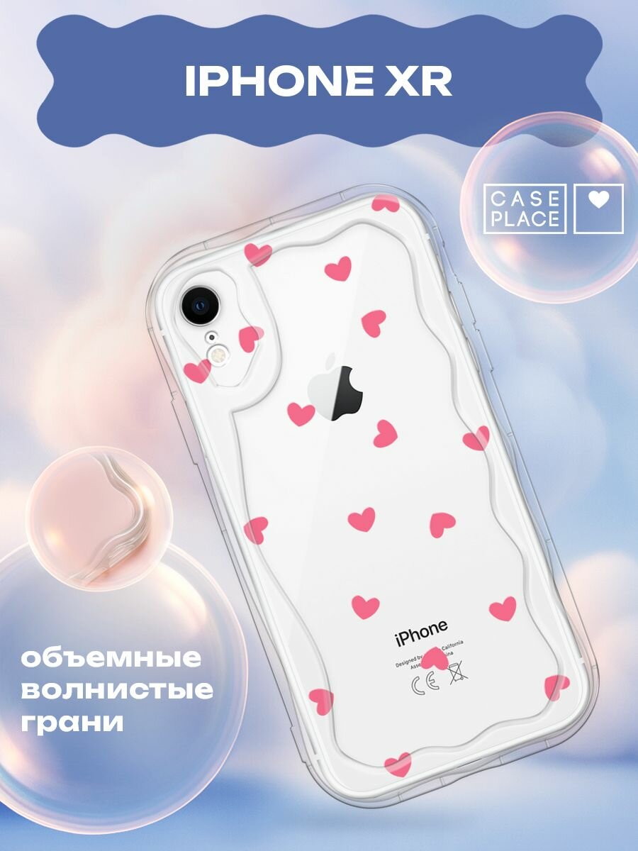 Чехол на Apple iPhone XR / Айфон XR с принтом Паттерн розовые сердечки