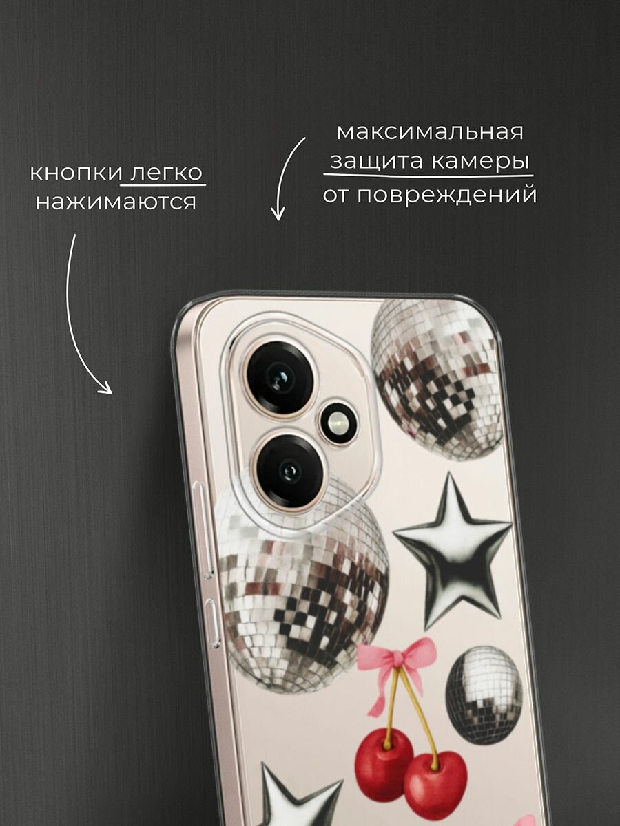 Чехол на Honor 400 / Хонор 400 с принтом "Стильная подборка", прозрачный — фото 1