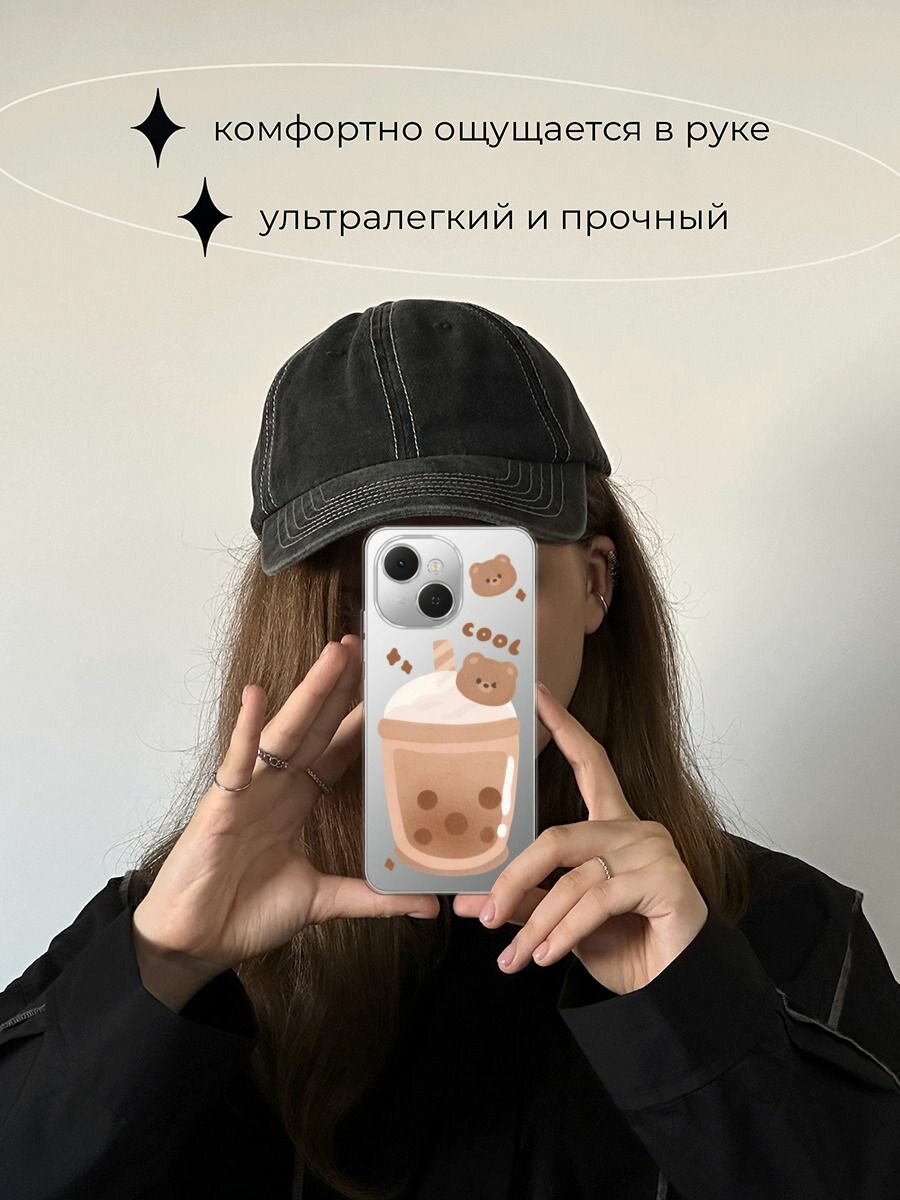 Чехол на Tecno Spark 40C / Текно Спарк 40C с принтом "Кофе 2", прозрачный — фото 1