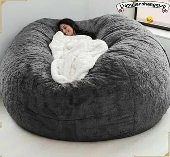 Кресло-мешок Диван, Замша искусственная, Хлопок, Размер XXXL, серый, белый