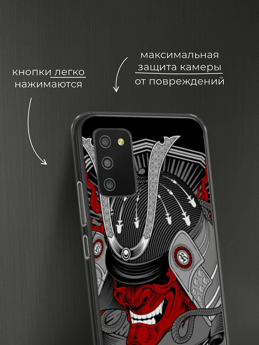 Чехол на Samsung Galaxy A02s / Самсунг Галакси A02s с принтом "Красная маска самурая" — фото 1