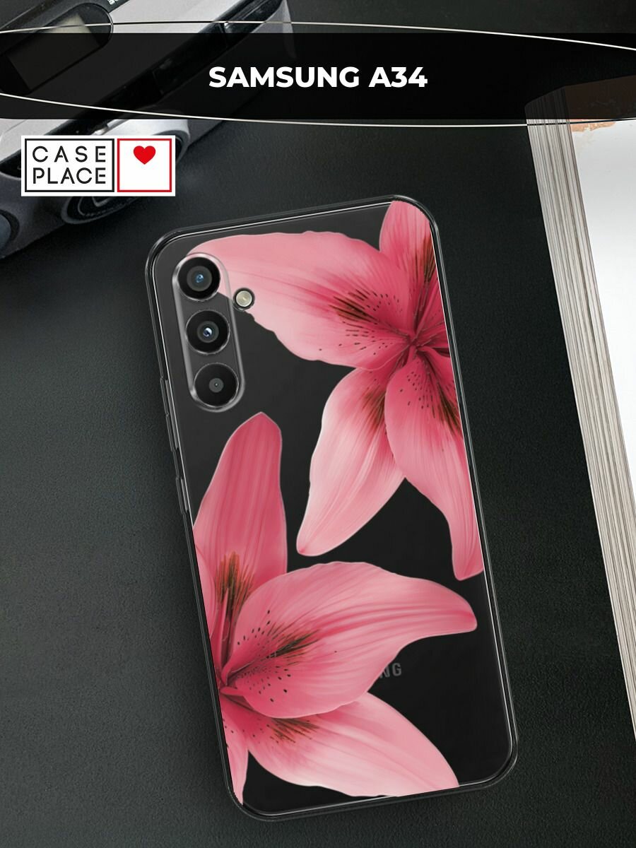 Чехол на Samsung Galaxy A34 / Самсунг A34 с принтом "Pink flower"