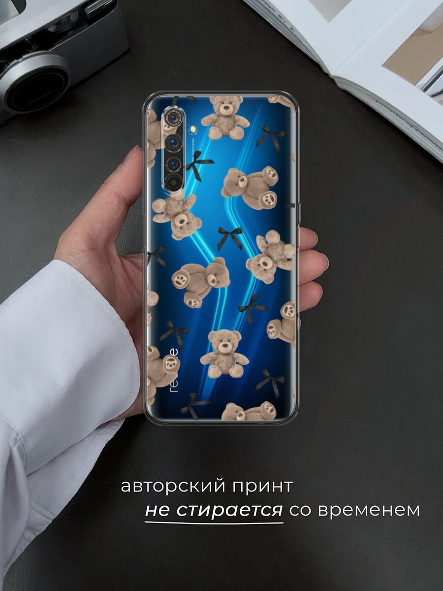 Чехол на Realme 6 Pro / Реалми 6 Про с принтом "Плюшовые мишки 2", прозрачный — фото 1