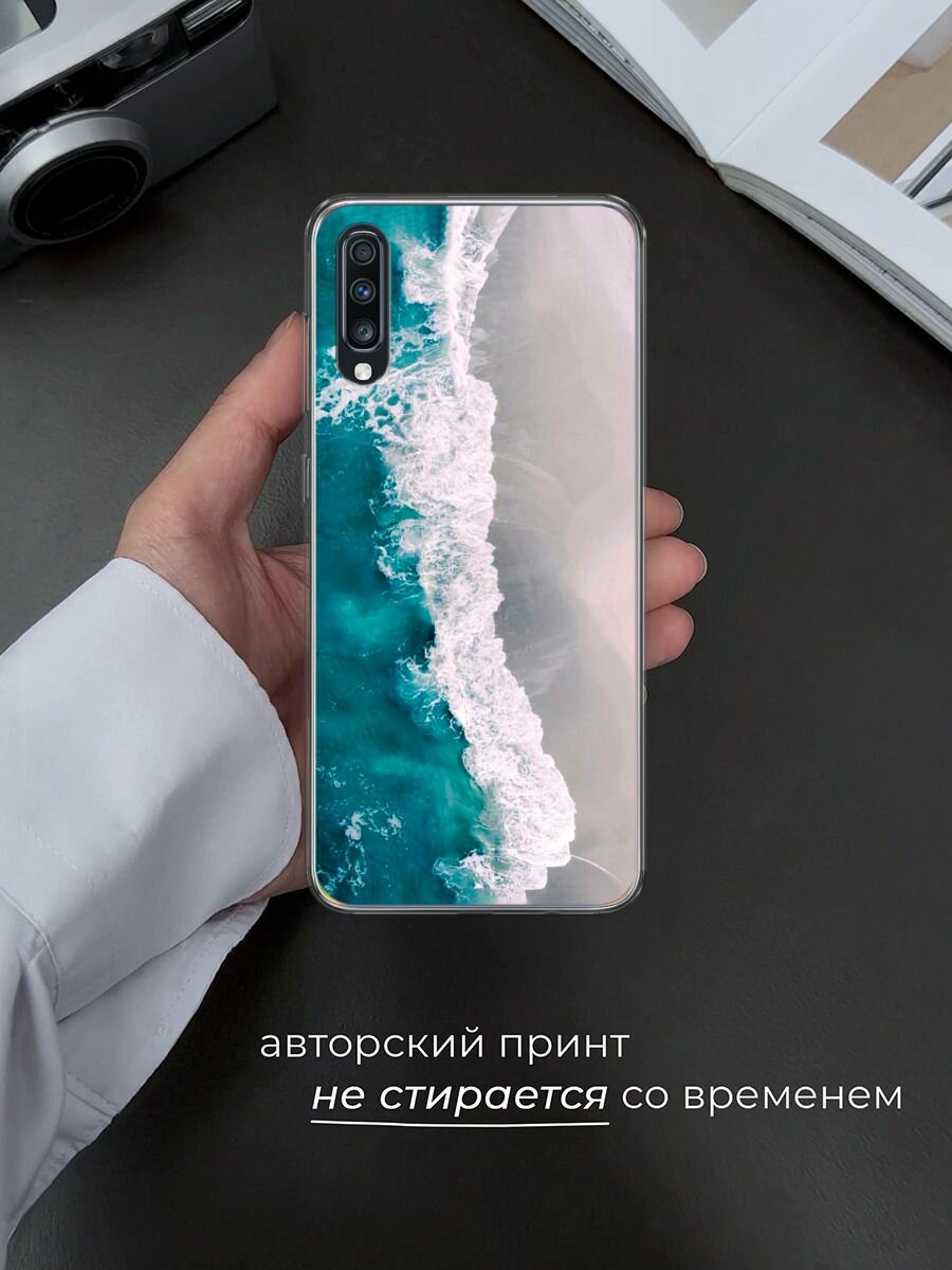 Чехол на Samsung Galaxy A70 / Самсунг Галакси А70 с принтом "Бирюзовые волны" — фото 1