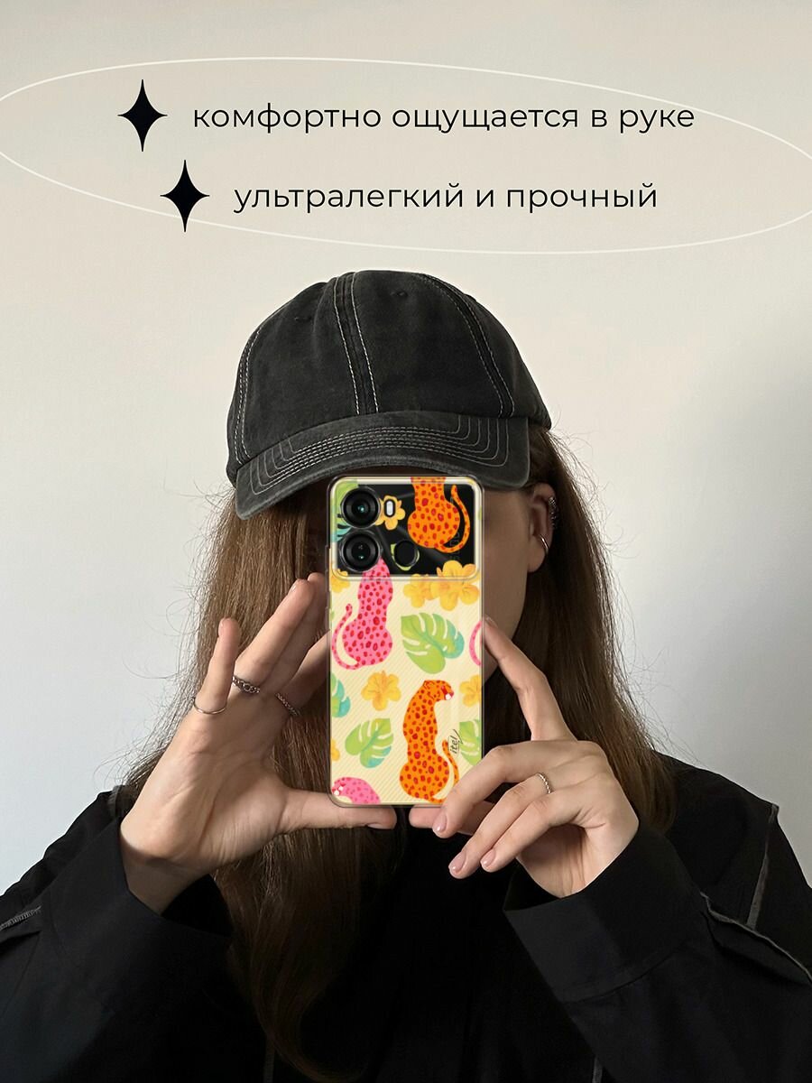 Чехол на Itel P40 / Ител P40 с принтом "Экзотика", прозрачный — фото 1