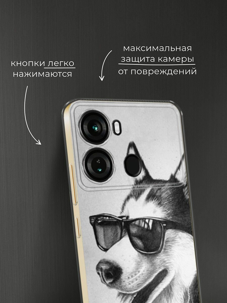 Силиконовый чехол на Itel P40 / Ител P40 с принтом "Крутой Хаске" — фото 1