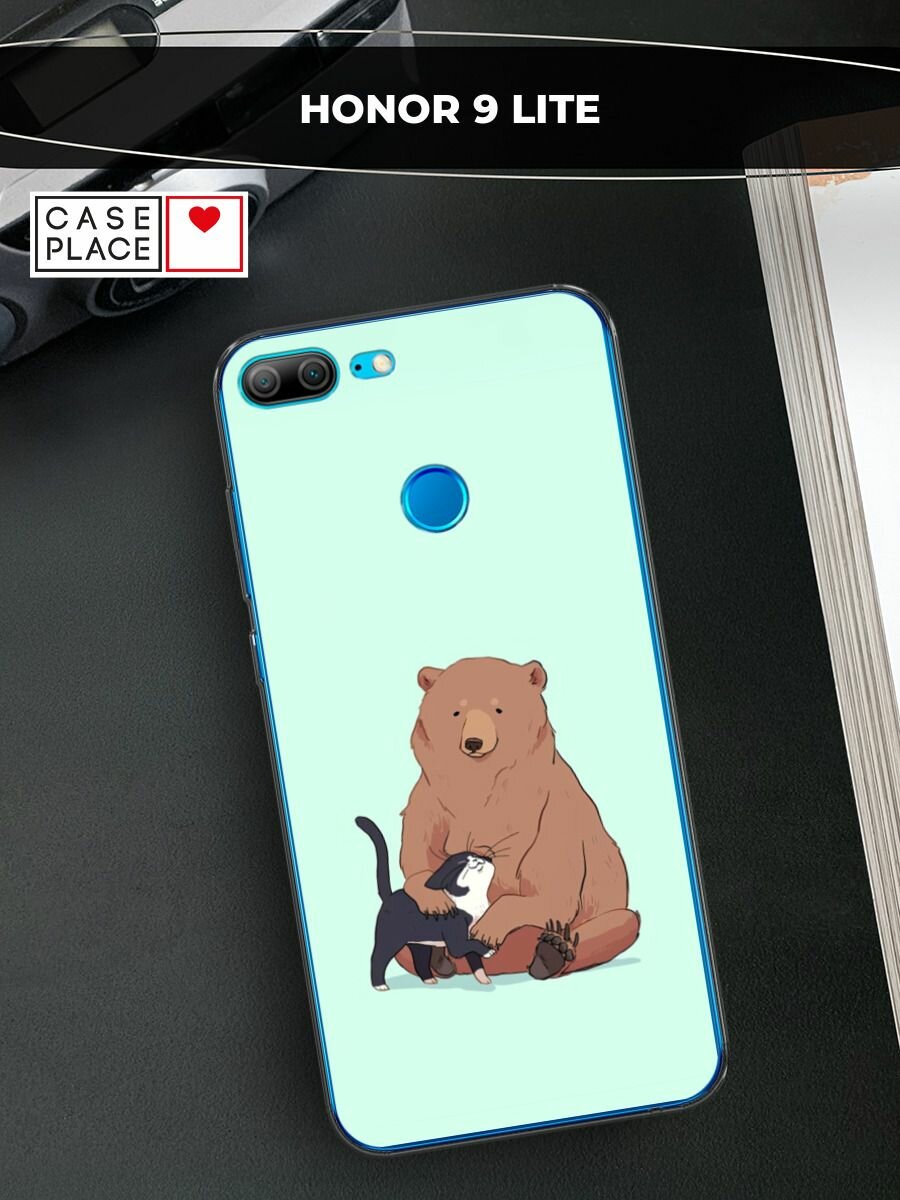 Чехол на Honor 9 Lite / Хонор 9 Лайт с принтом "Медведь и кошка дружба"